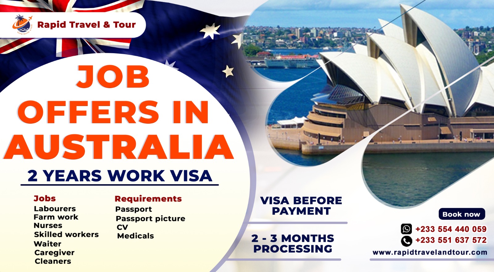 Australian job offers - Rapid Travel And Tour